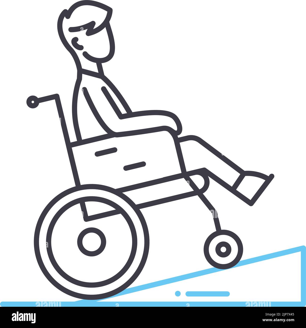 Disabled People Help Line Icon Outline Symbol Vector Illustration