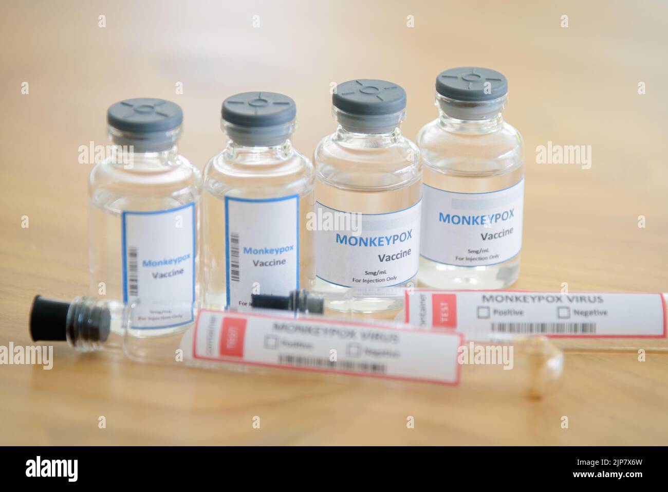Vaccine vial for Monkeypox and antigen blood test tube Stock Photo - Alamy