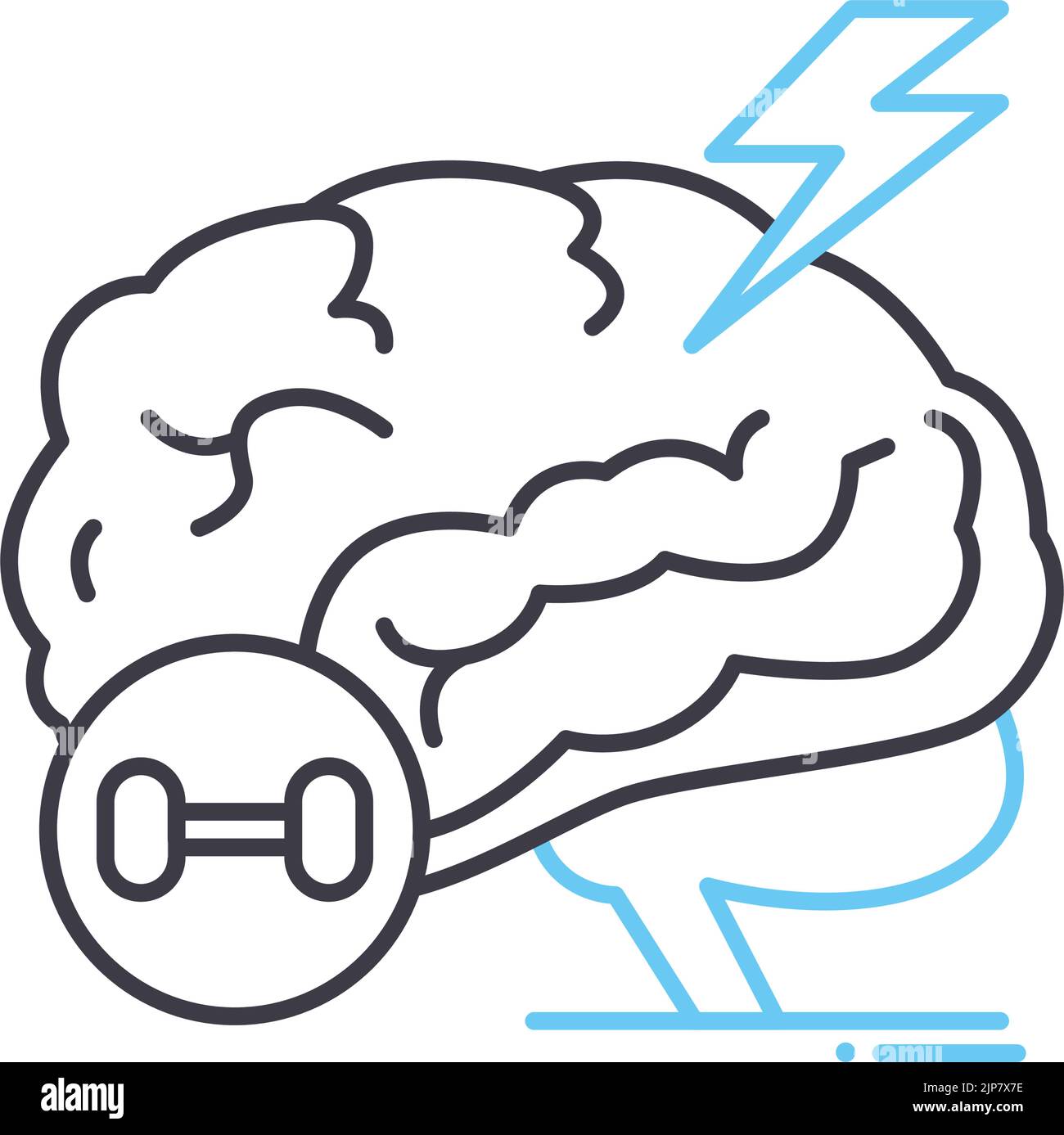 brain training line icon, outline symbol, vector illustration, concept ...