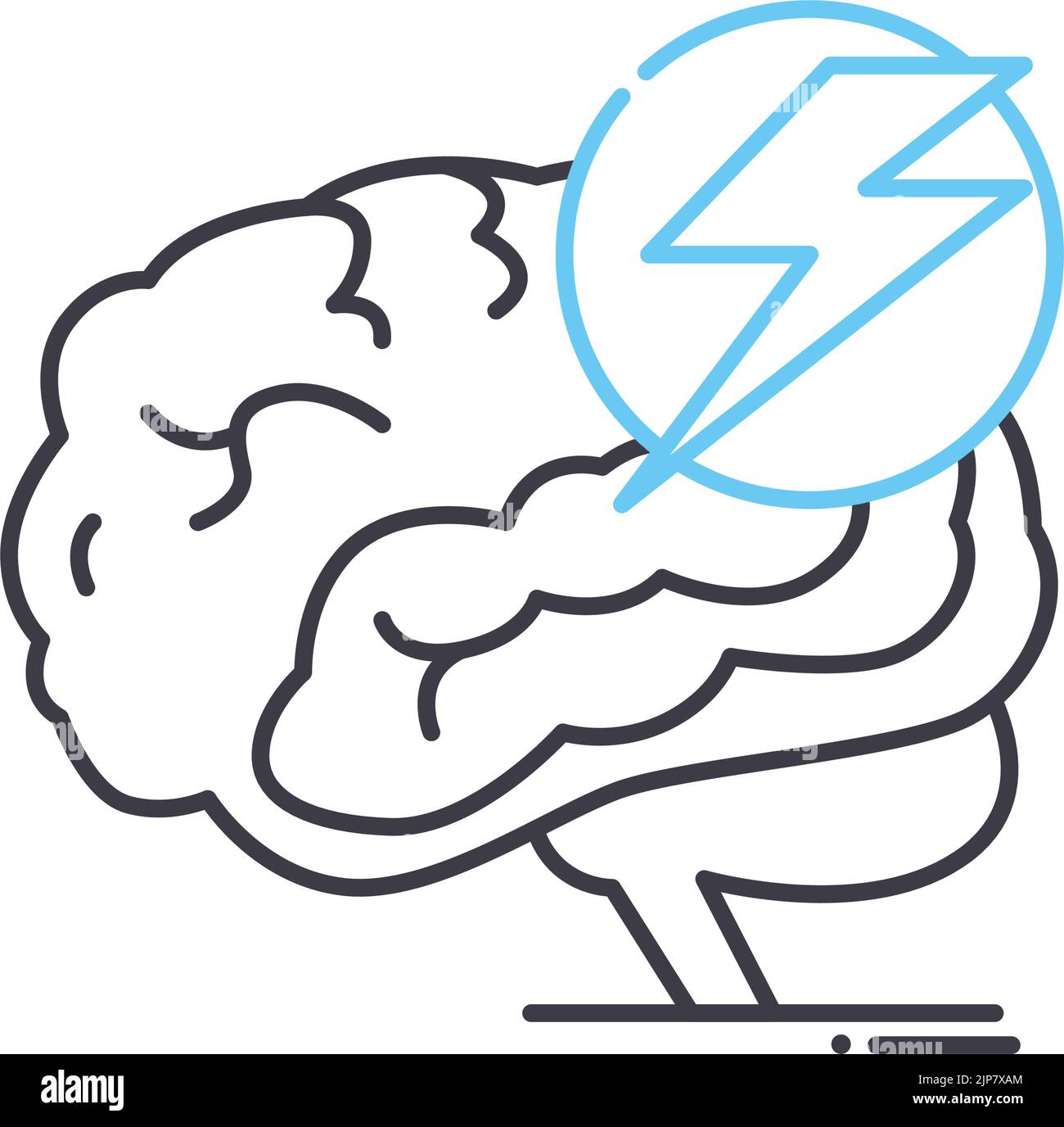 brain energy line icon, outline symbol, vector illustration, concept ...