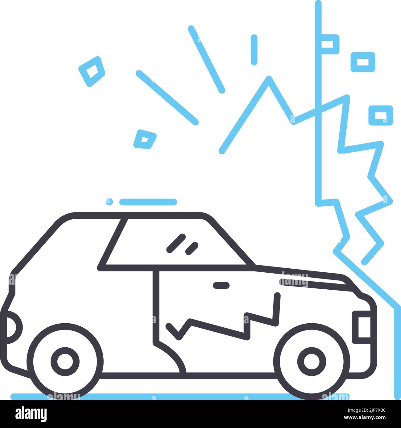 accident line icon, outline symbol, vector illustration, concept sign ...