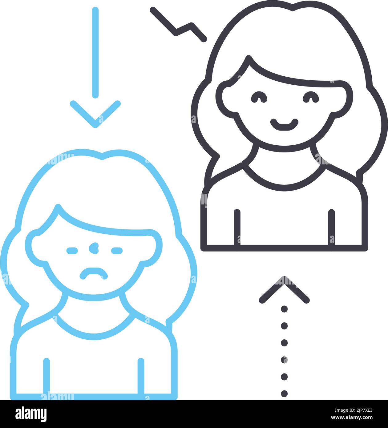 bipolar disorder line icon, outline symbol, vector illustration ...