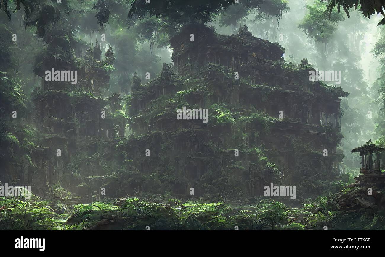 Lost temple illustration hi-res stock photography and images - Alamy