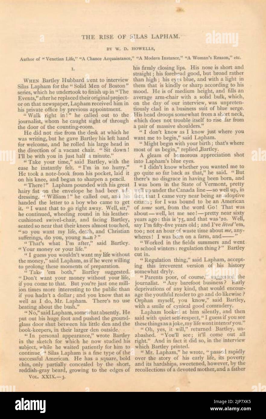 The Rise of Silas Lapham in The Century Magazine, November 1884 Stock ...