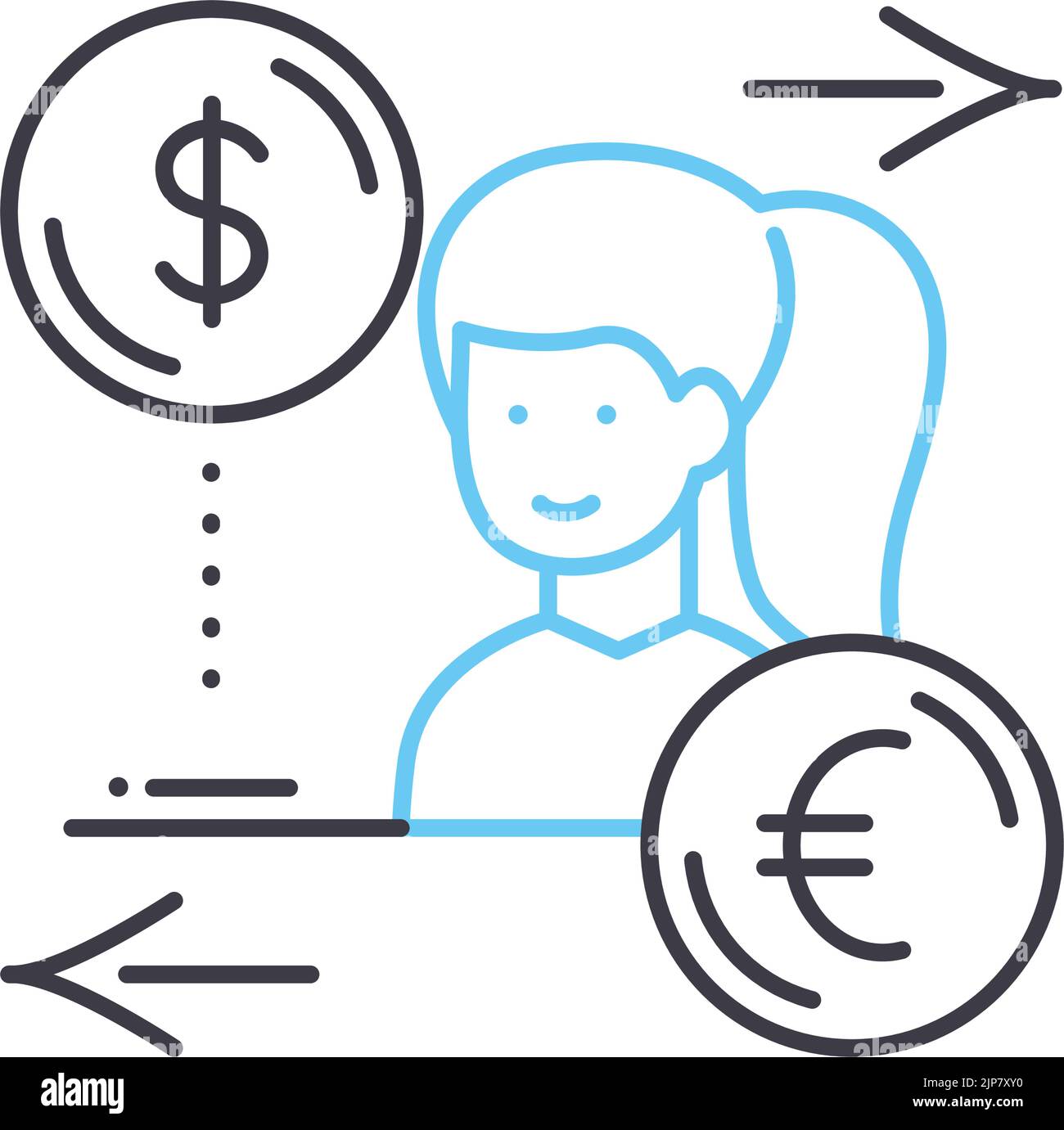 currency exchange line icon, outline symbol, vector illustration ...