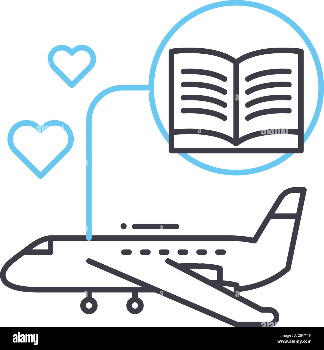 books and travel line icon, outline symbol, vector illustration ...