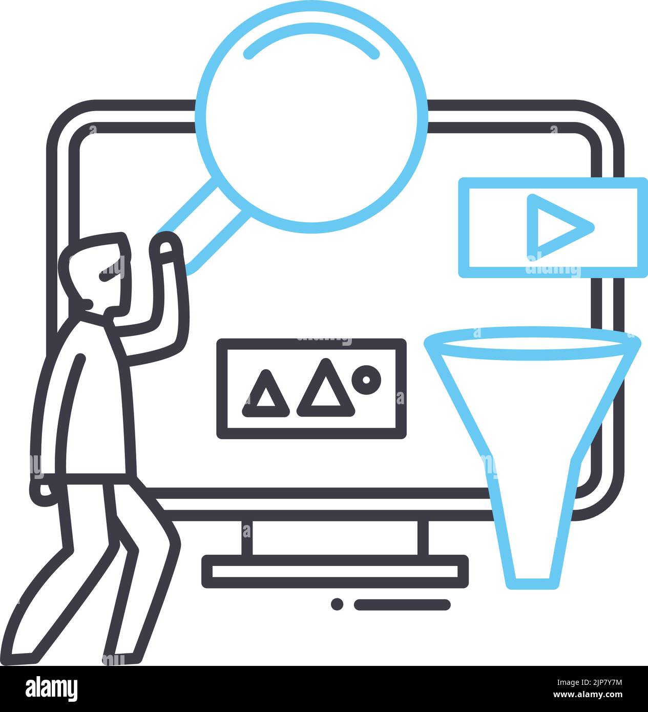 content curation line icon, outline symbol, vector illustration ...