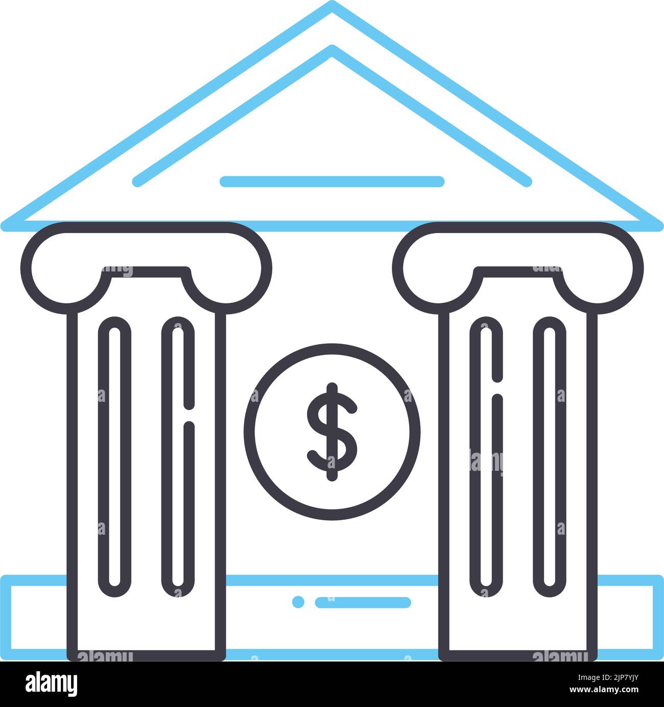 bank profits line icon, outline symbol, vector illustration, concept ...