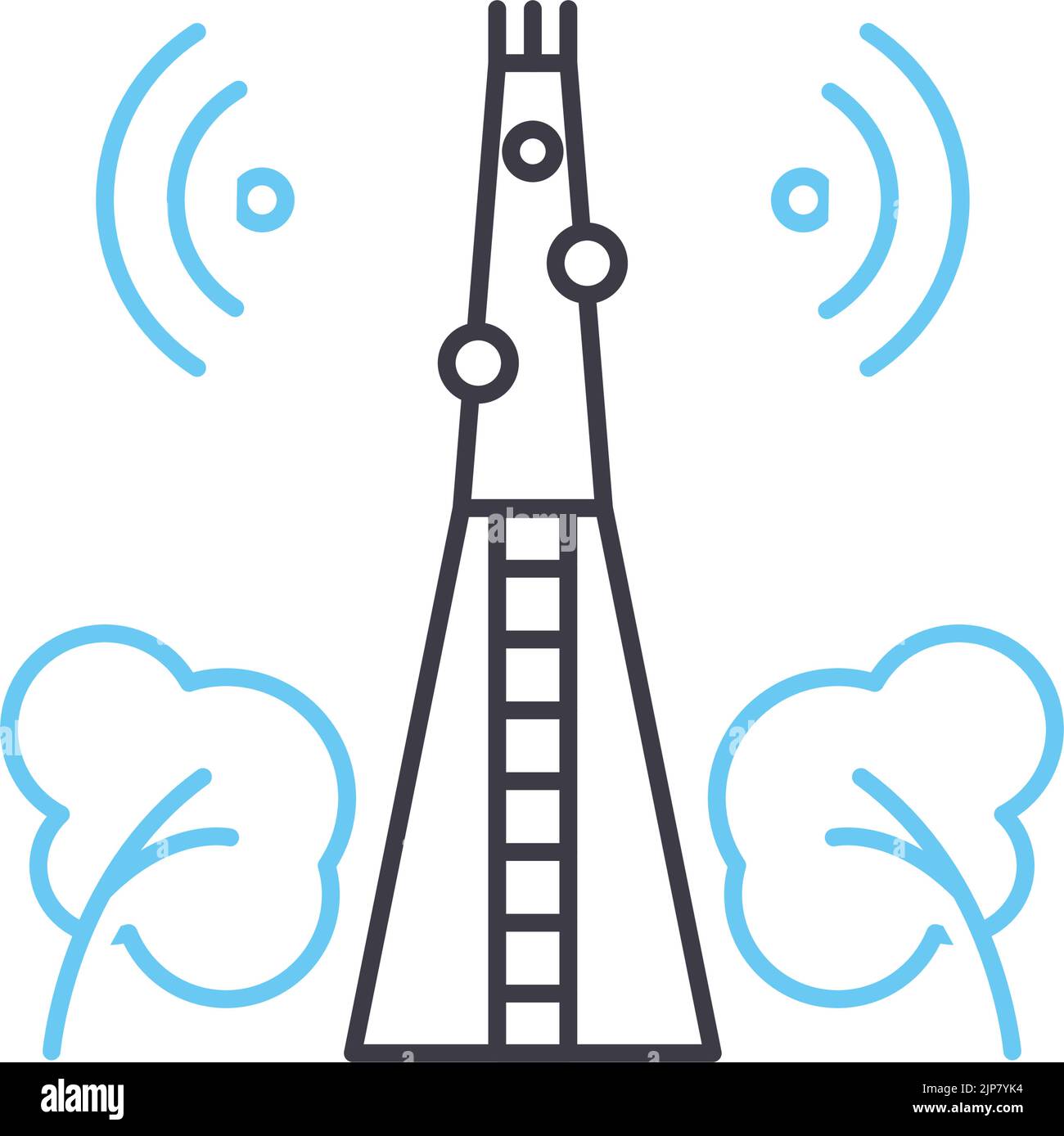 cellular radio tower line icon, outline symbol, vector illustration ...