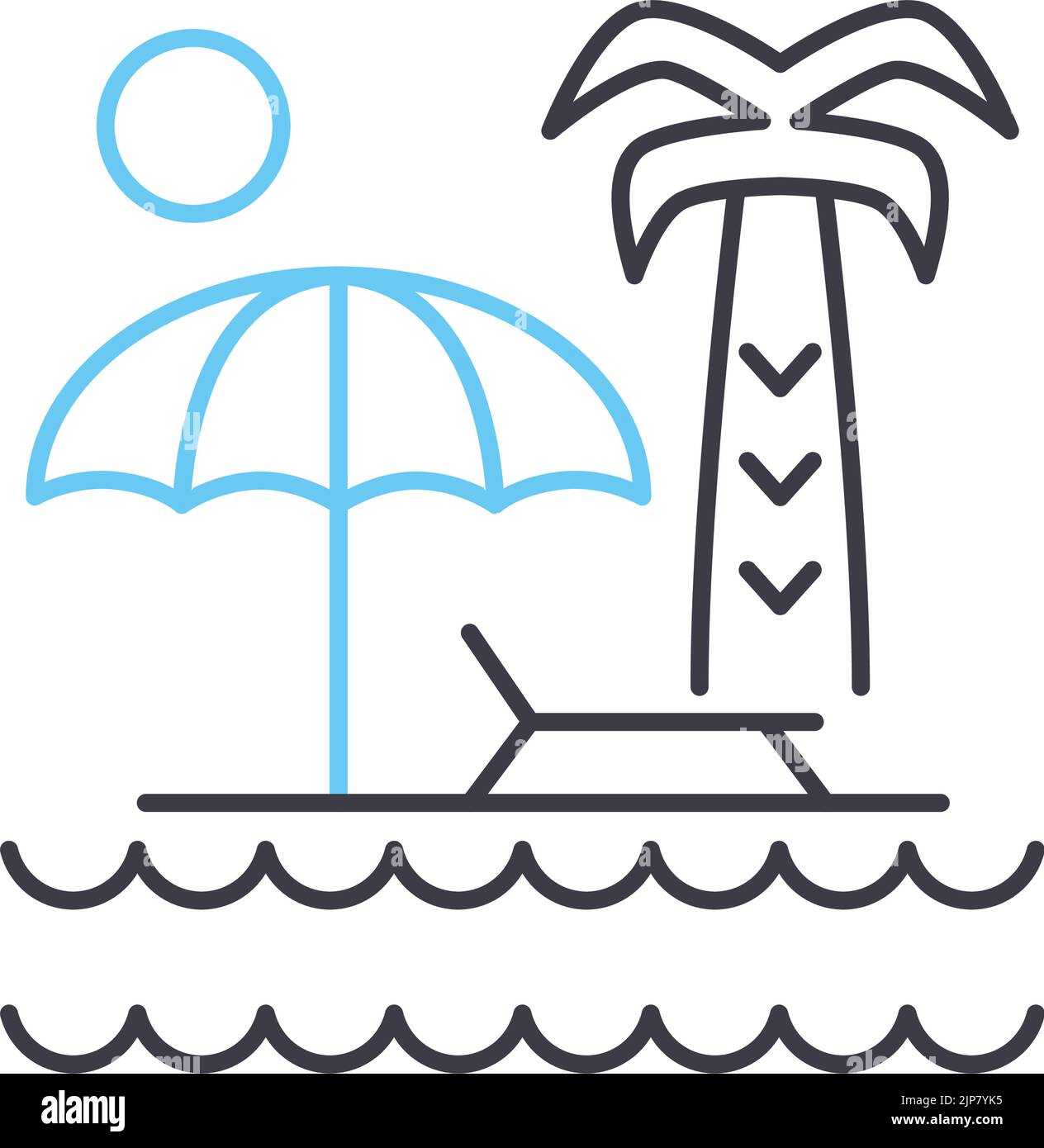 beach vacation line icon, outline symbol, vector illustration, concept ...