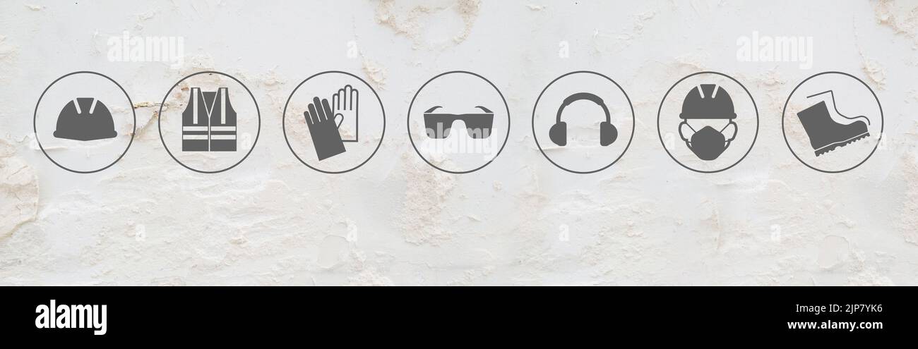 work safety sign on wall background Stock Photo - Alamy