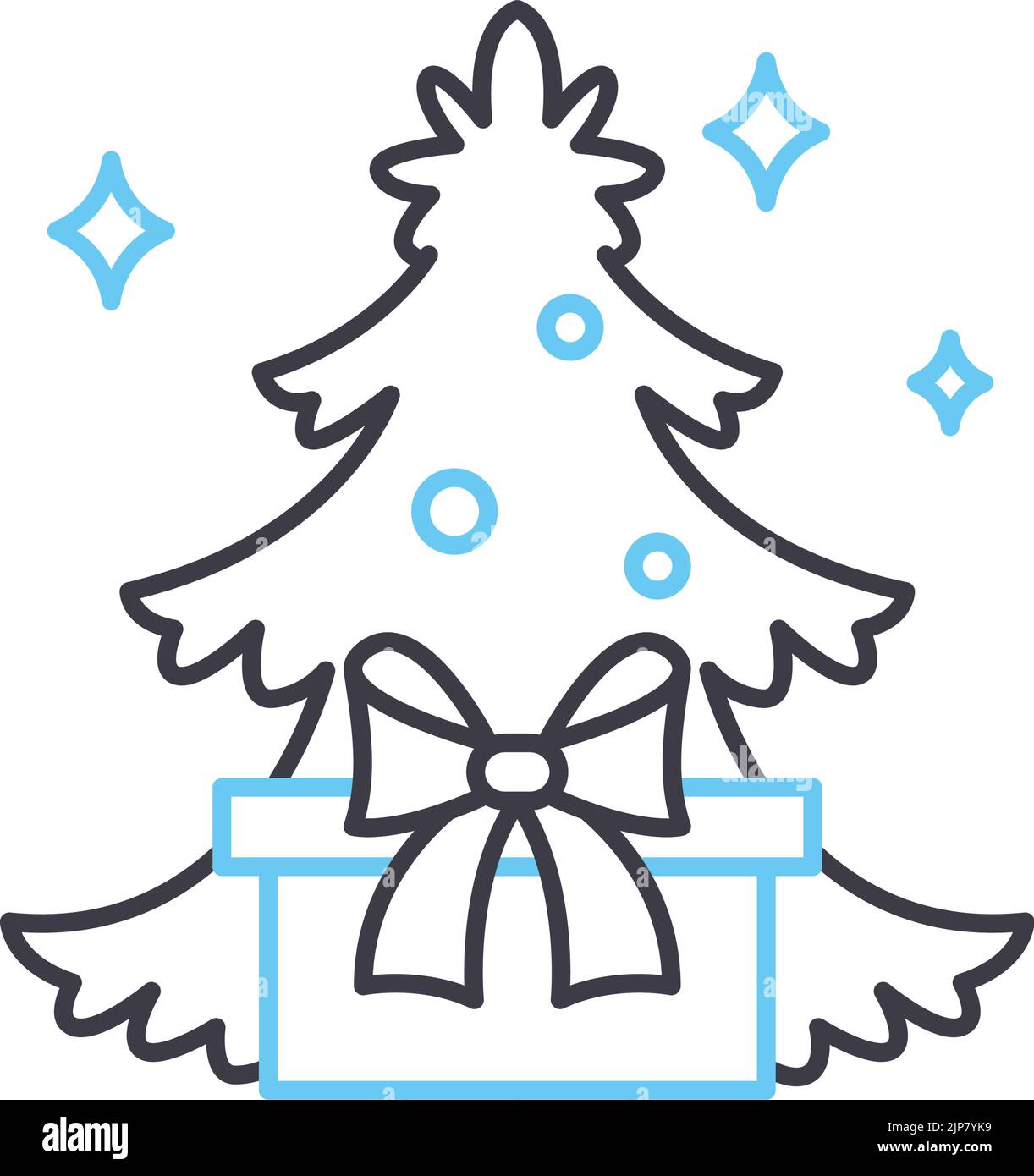 christmas tree line icon, outline symbol, vector illustration, concept ...