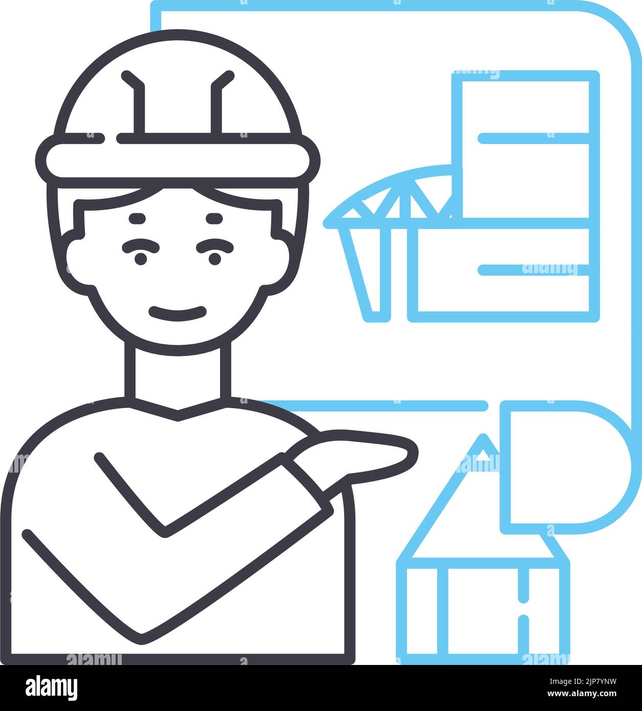 concept architectural line icon, outline symbol, vector illustration ...