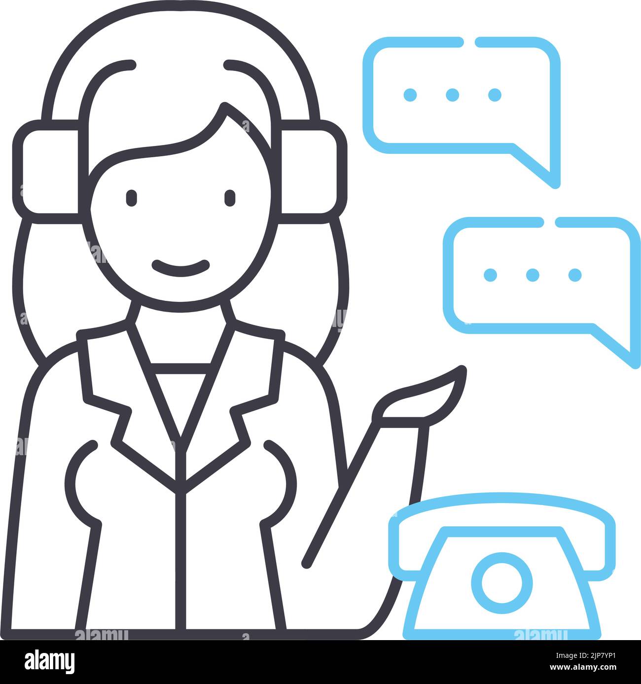 call center services line icon, outline symbol, vector illustration ...
