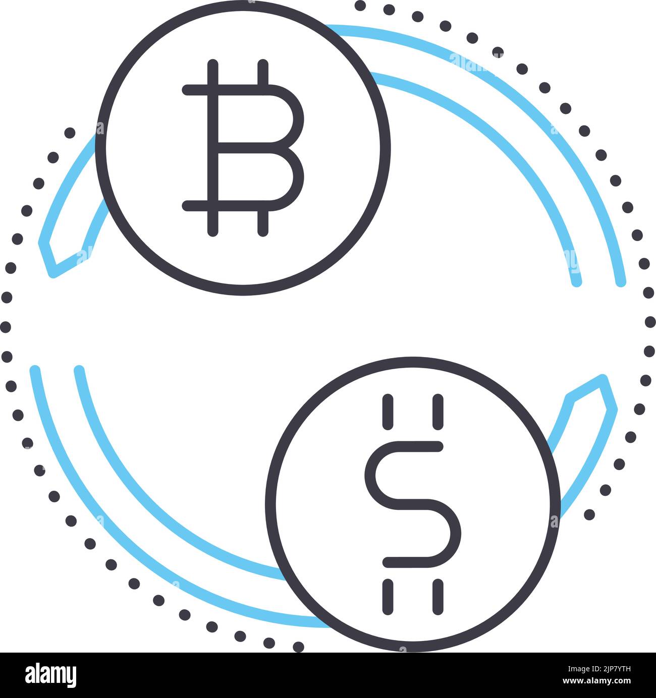 cryptocurrency exchange line icon, outline symbol, vector illustration ...