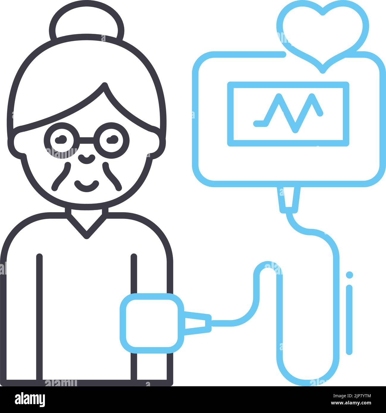 blood pressure control line icon, outline symbol, vector illustration ...