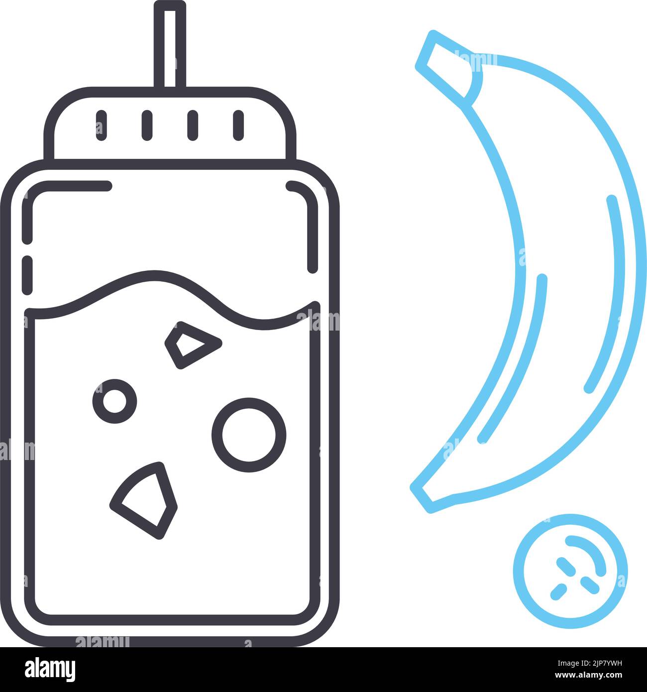 banana smoothie line icon, outline symbol, vector illustration, concept ...