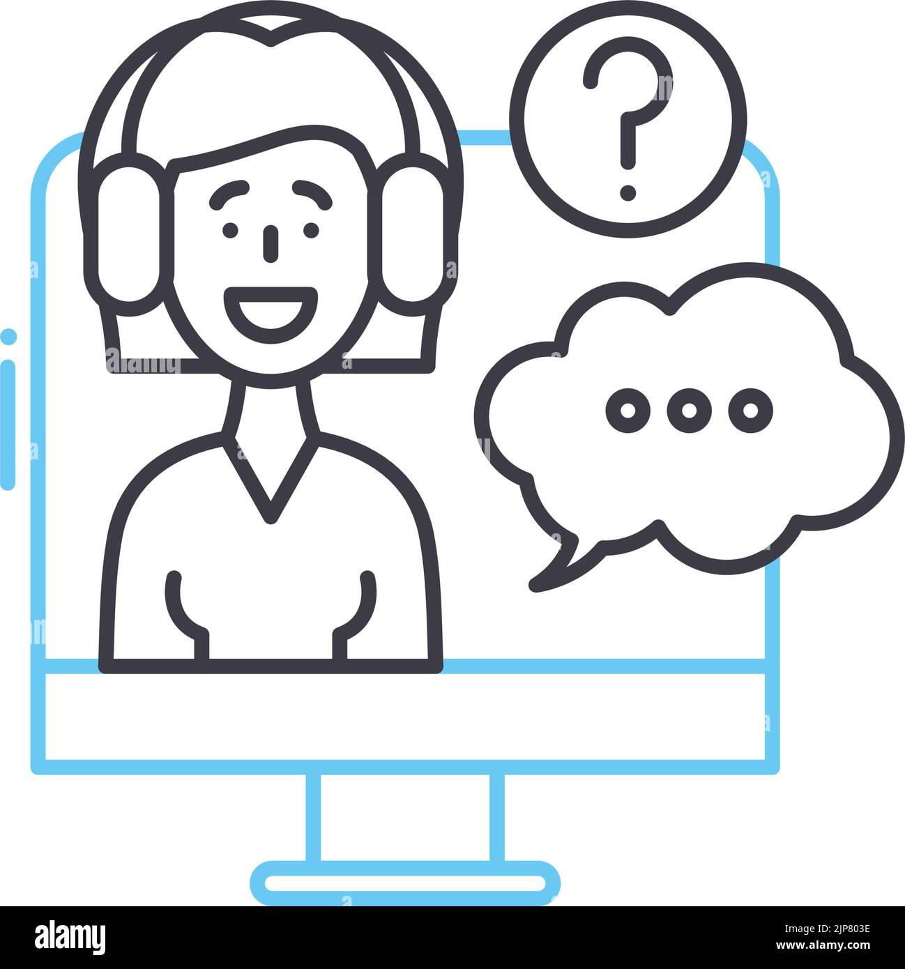 call center line icon, outline symbol, vector illustration, concept ... call center line icon, outline symbol, vector illustration, concept ...