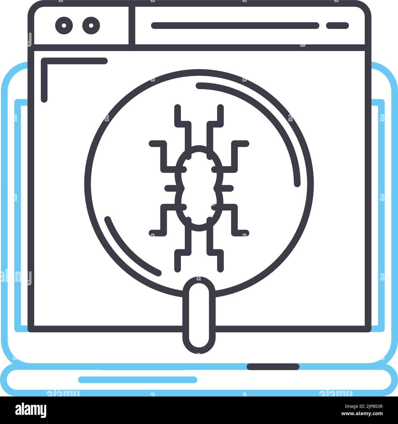 bug tracking line icon, outline symbol, vector illustration, concept ... bug tracking line icon, outline symbol, vector illustration, concept ...