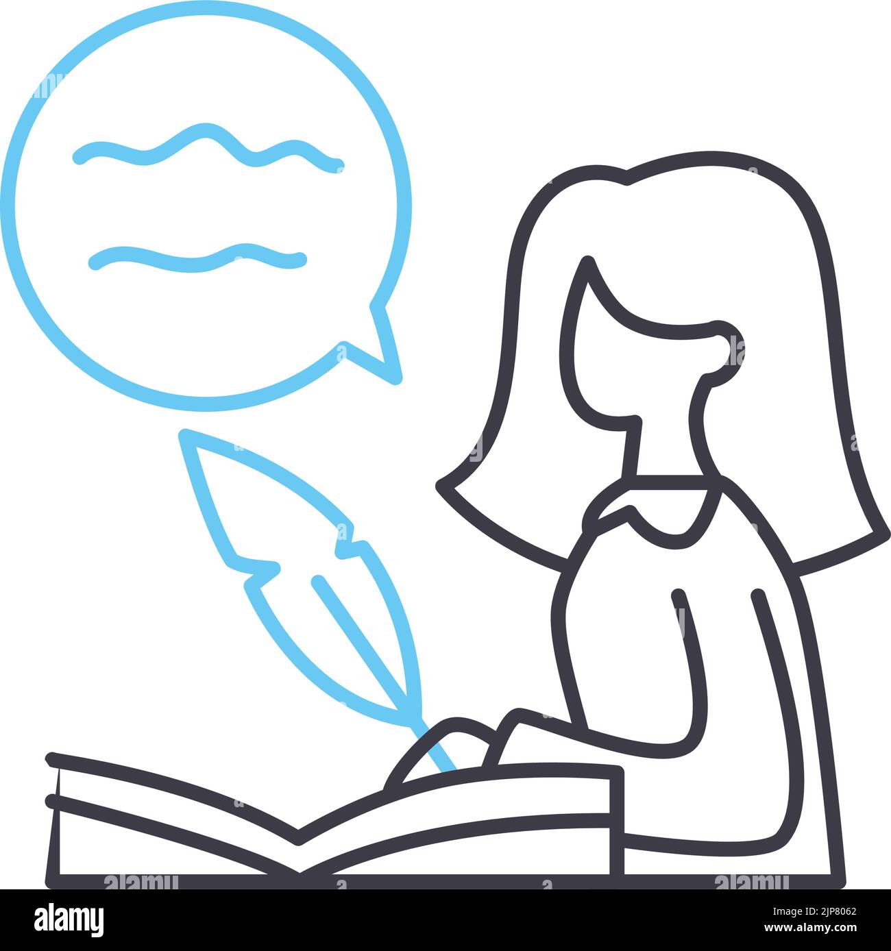 about author line icon, outline symbol, vector illustration, concept ...