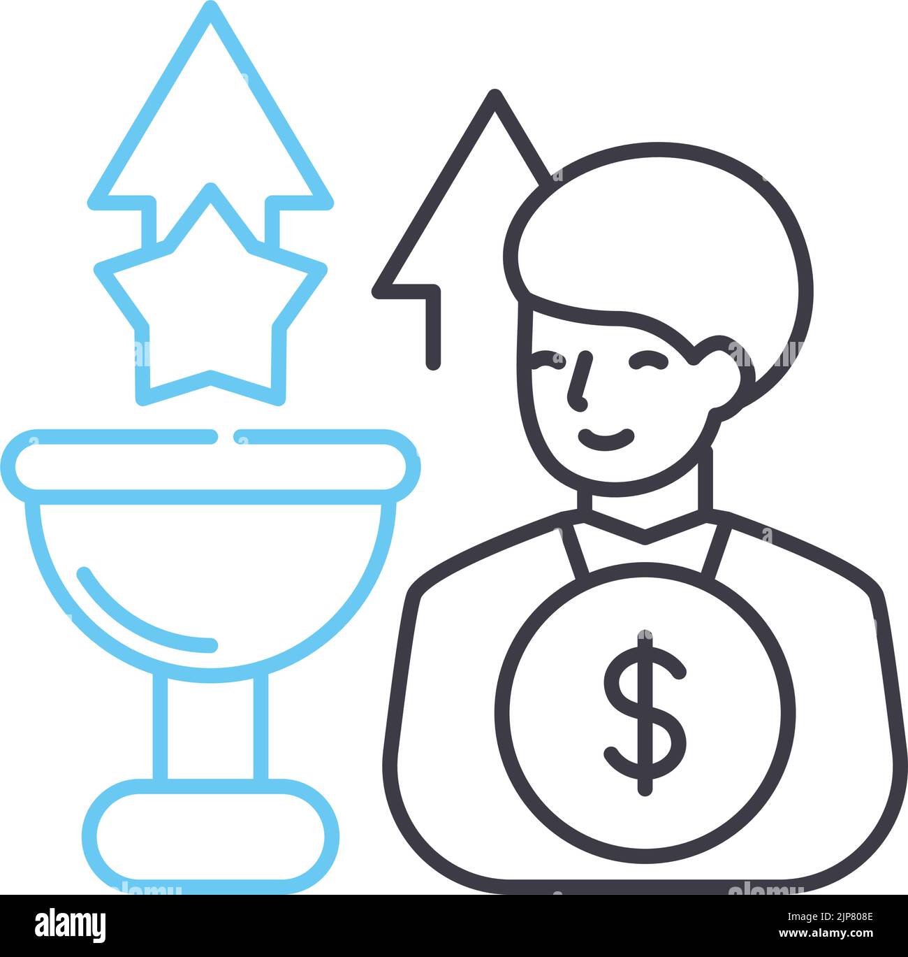 business success line icon, outline symbol, vector illustration ...