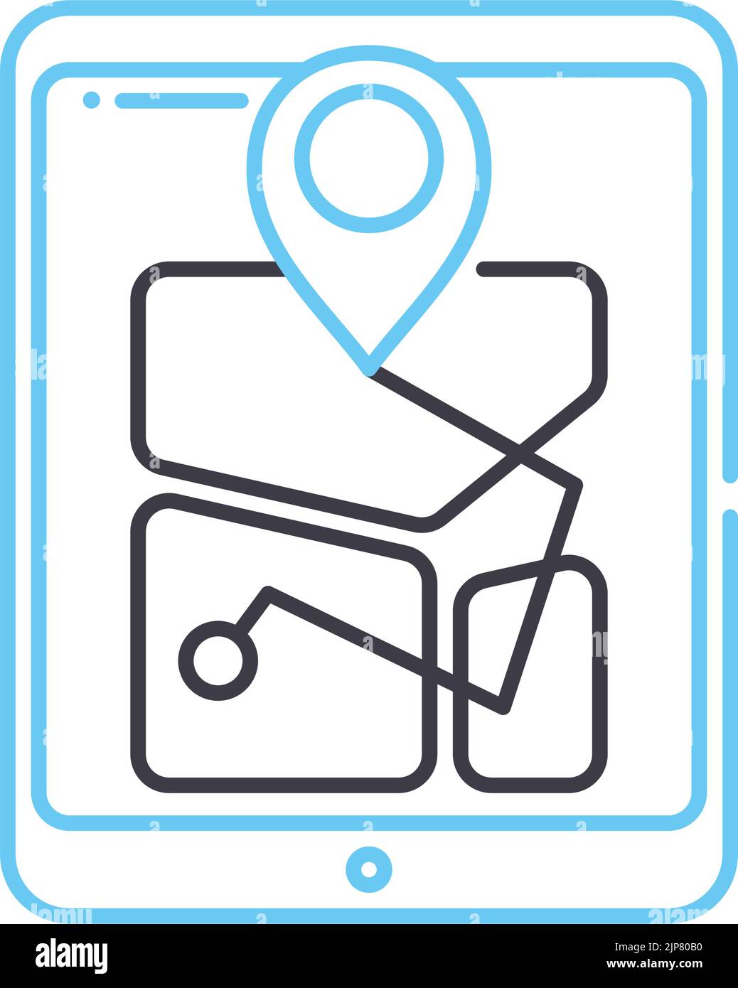 city navigation guide line icon, outline symbol, vector illustration ...