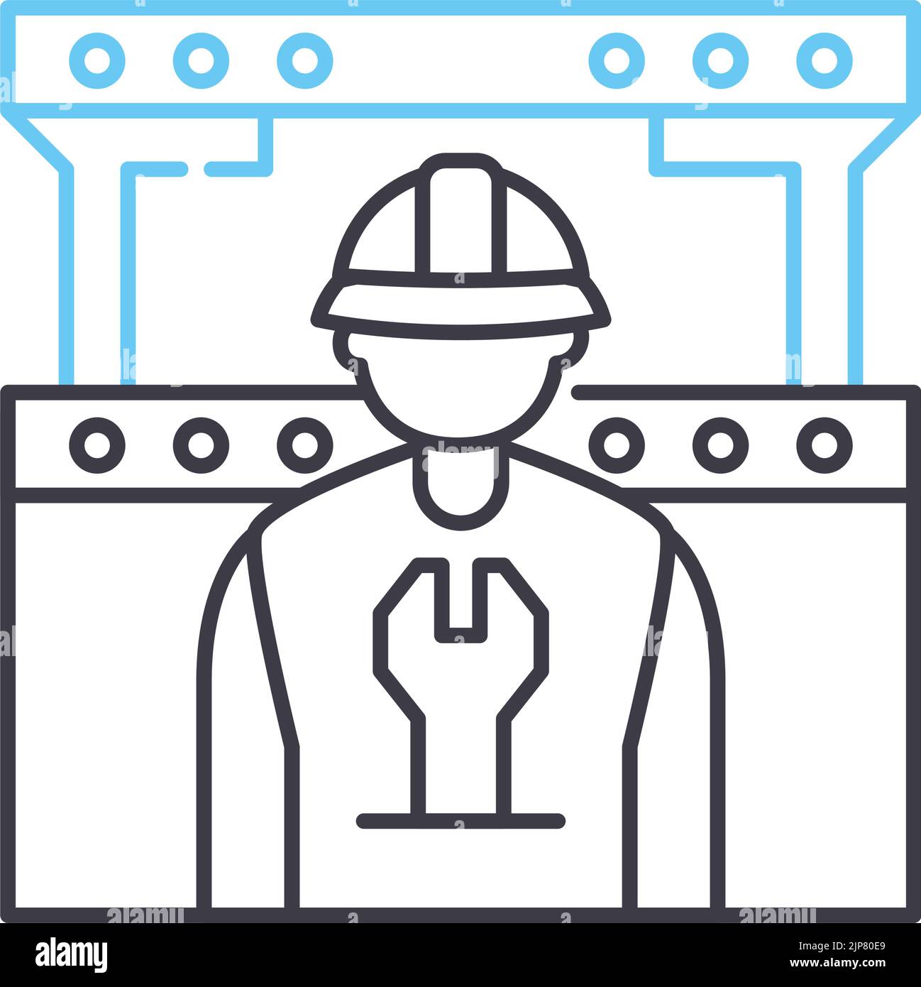 construction worker line icon, outline symbol, vector illustration ...