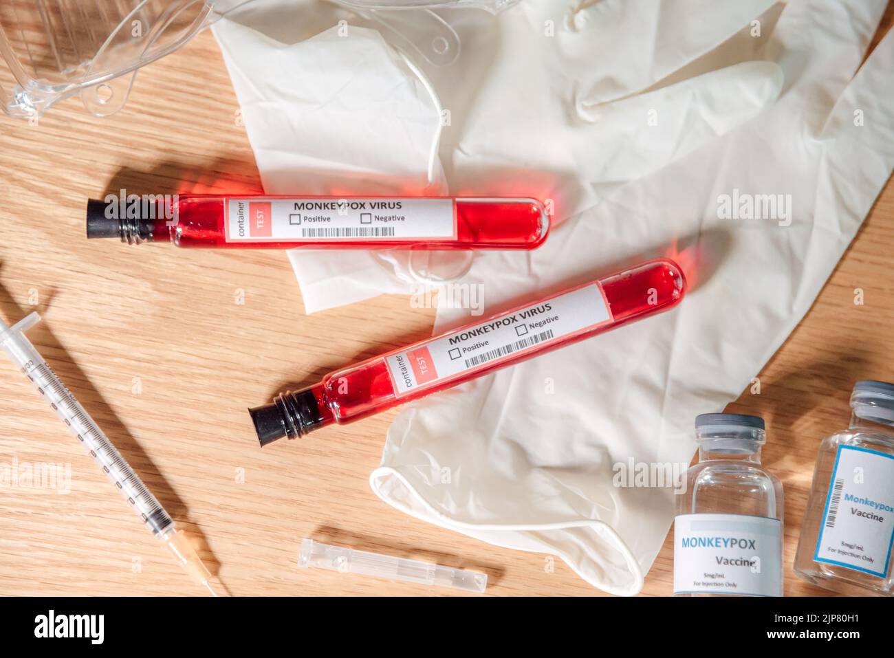 Vaccine vial for Monkeypox and antigen blood test tube Stock Photo - Alamy