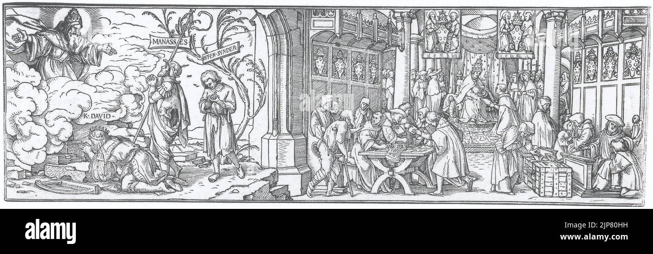The Sale of Indulgences, by Hans Holbein the Younger Stock Photo - Alamy