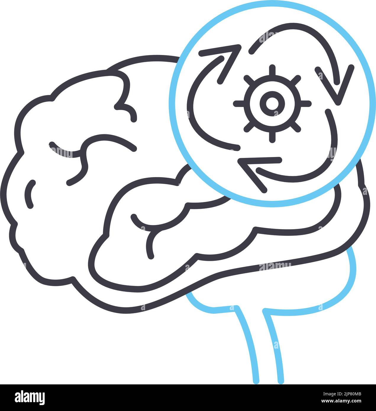 brain process line icon, outline symbol, vector illustration, concept ...
