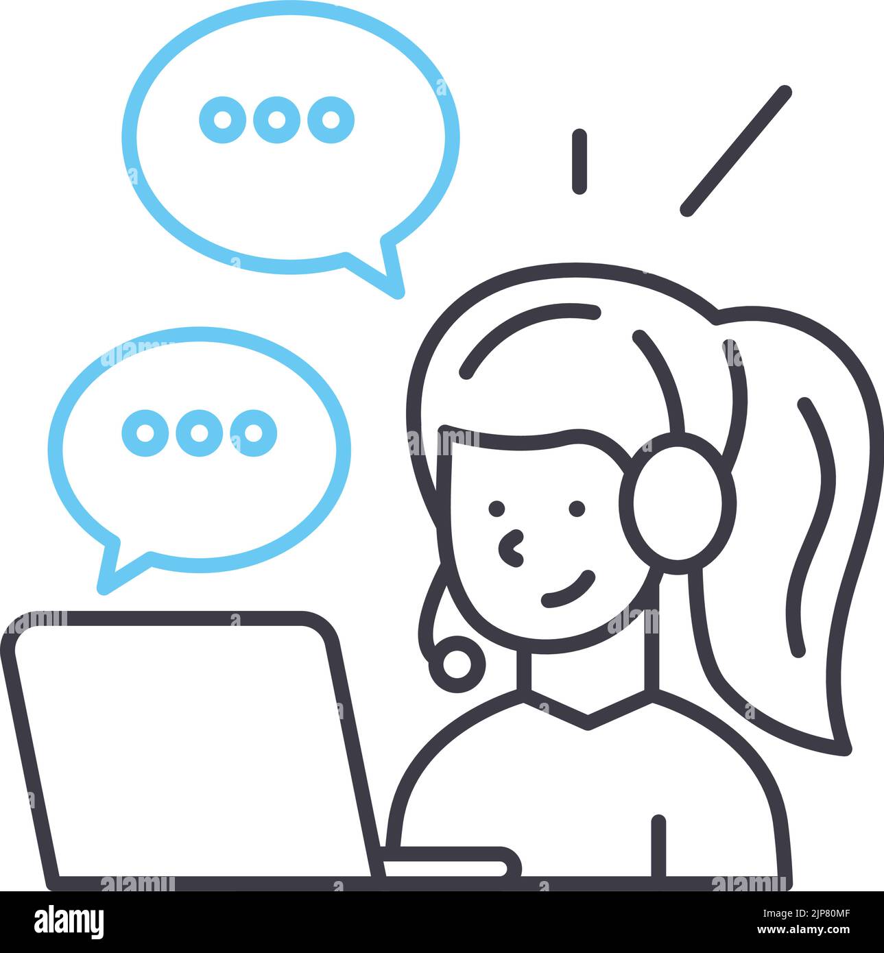 customer support line icon, outline symbol, vector illustration ...