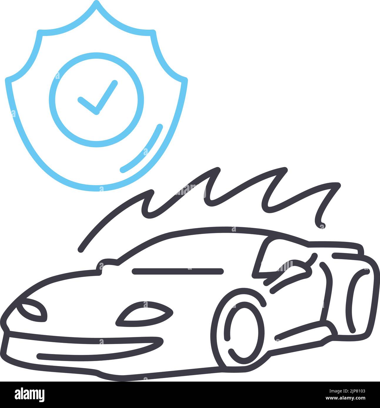car insurance line icon, outline symbol, vector illustration, concept ...