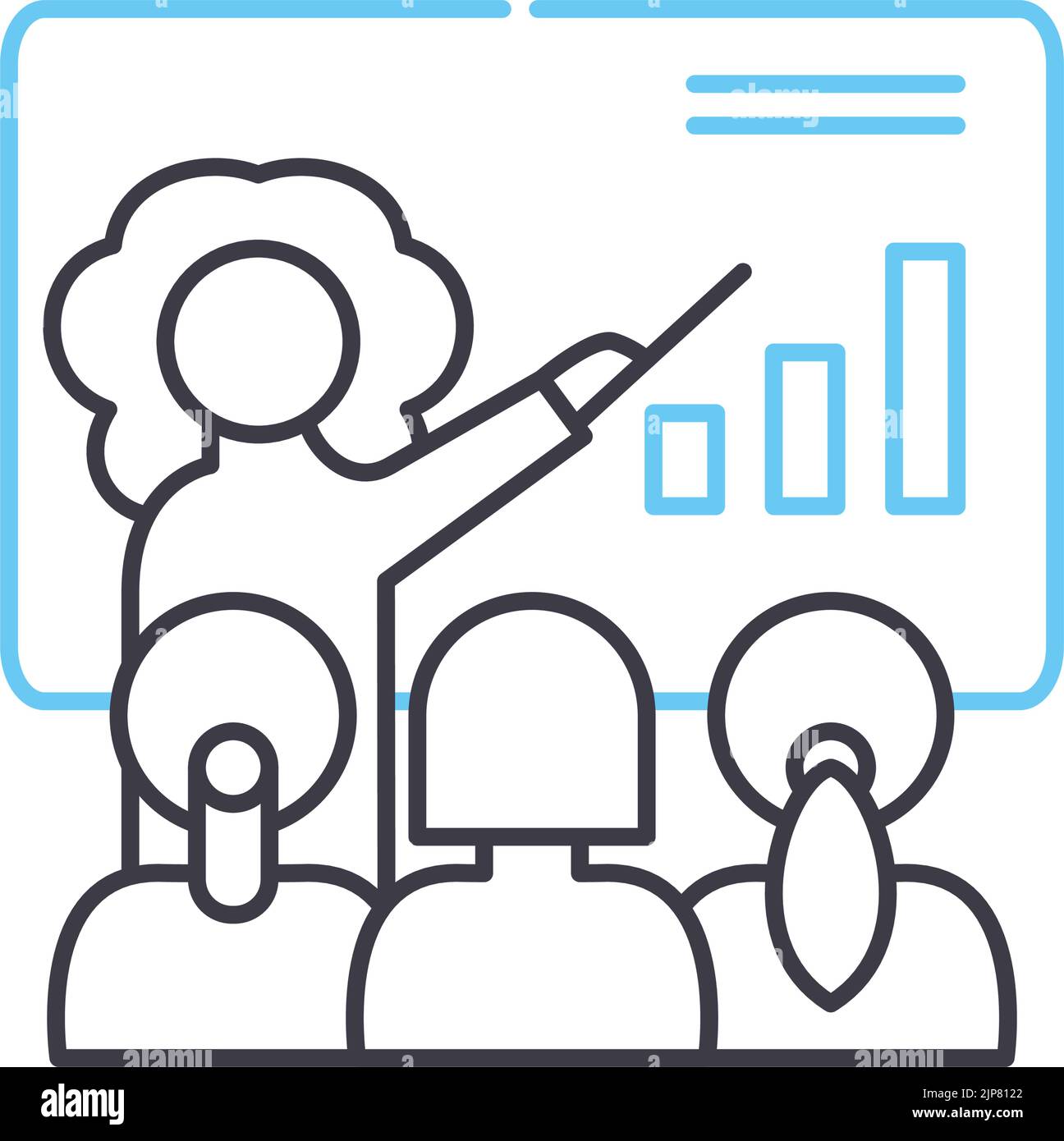 coach training line icon, outline symbol, vector illustration, concept ...