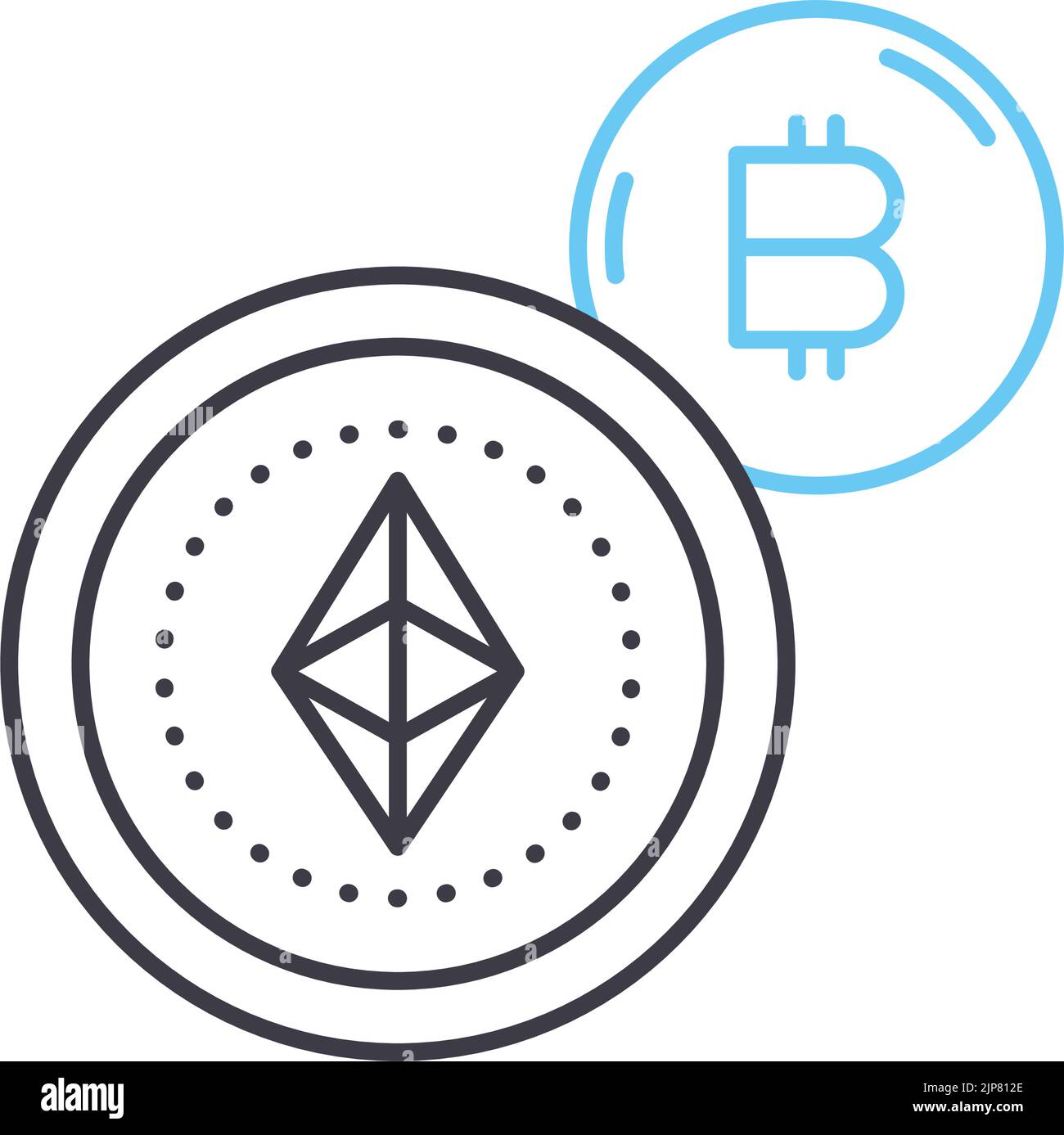 bitcoin token line icon, outline symbol, vector illustration, concept ...