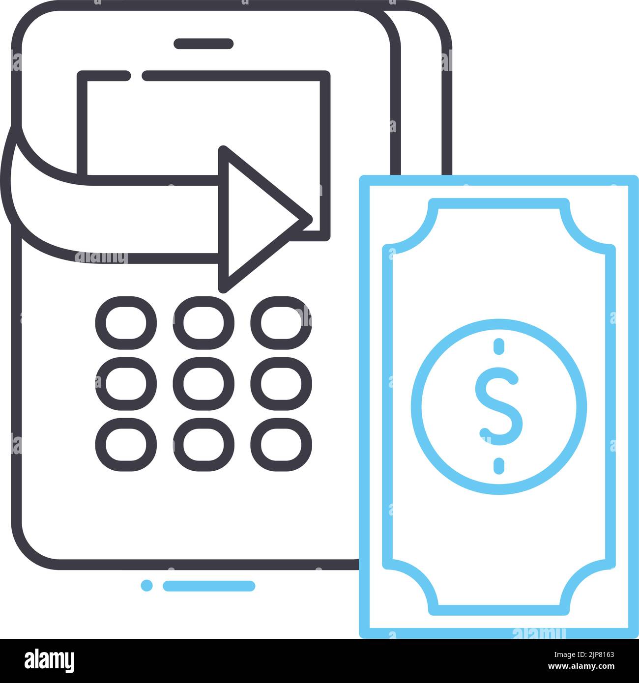 cost calculator line icon, outline symbol, vector illustration, concept ...