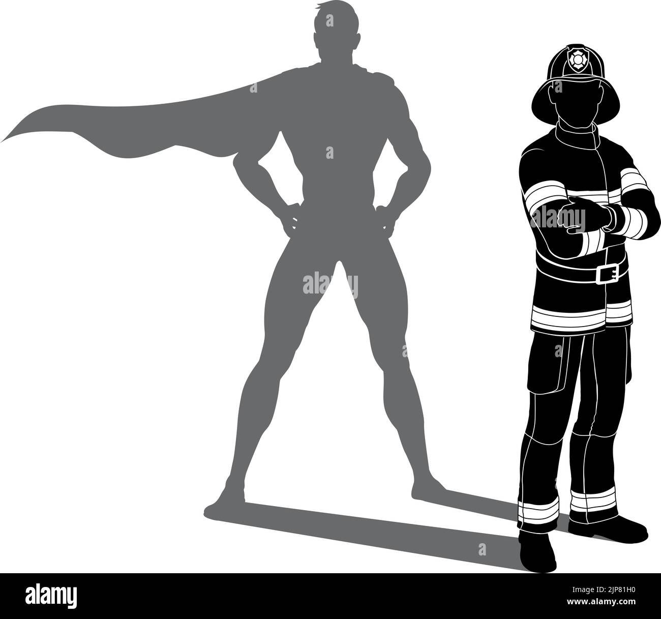Superhero firefighter fireman Super Hero Shadow Stock Vector Image ...