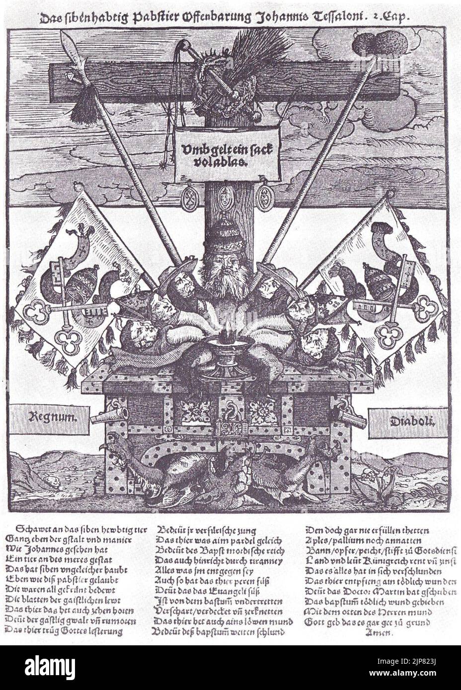 The seven headed pope beast Stock Photo - Alamy