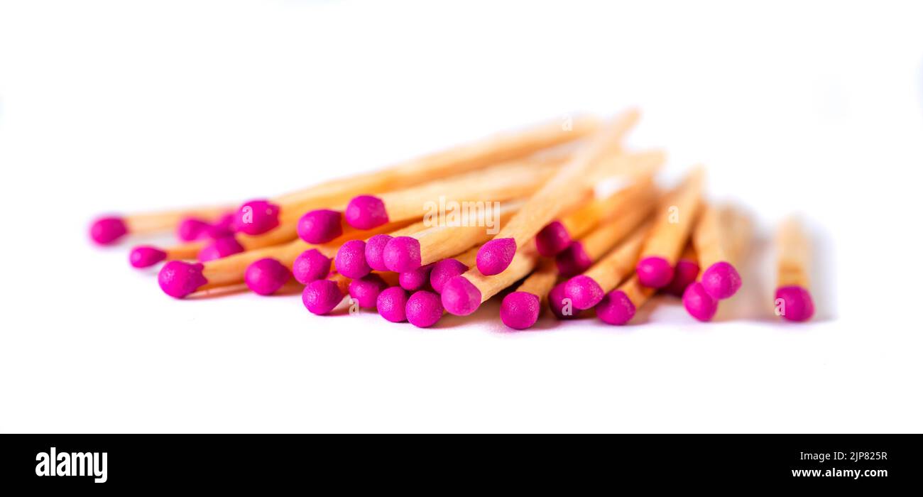 Fire matches pile isolated on white. red phosphorus heads Stock Photo ...