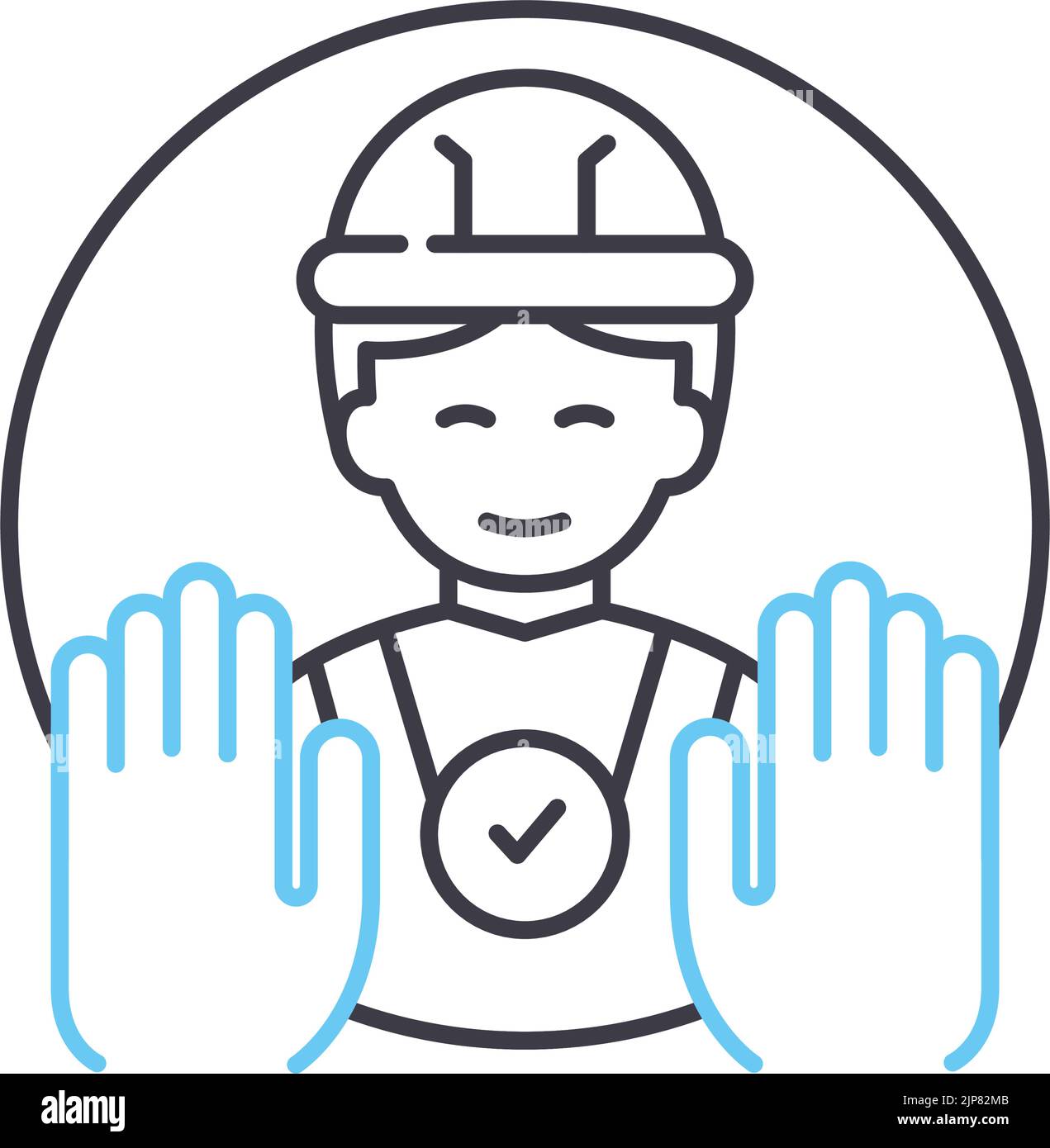 Employee Protection Line Icon Outline Symbol Vector Illustration Concept Sign Stock Vector