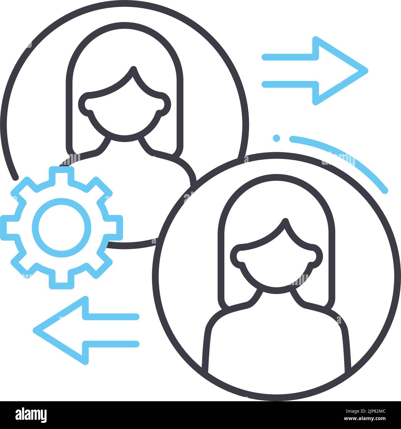 collaboration communication line icon, outline symbol, vector ...