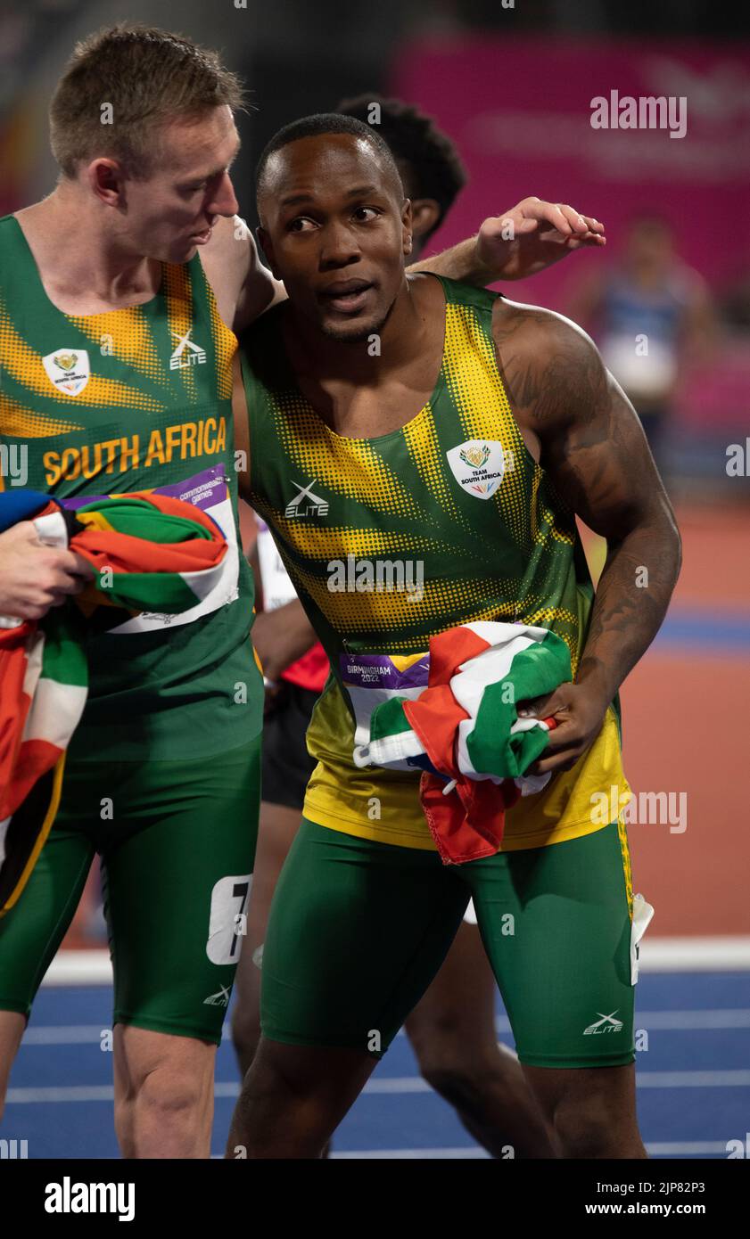 Akani Simbine of South Africa competing in the men's 100m final at the ...
