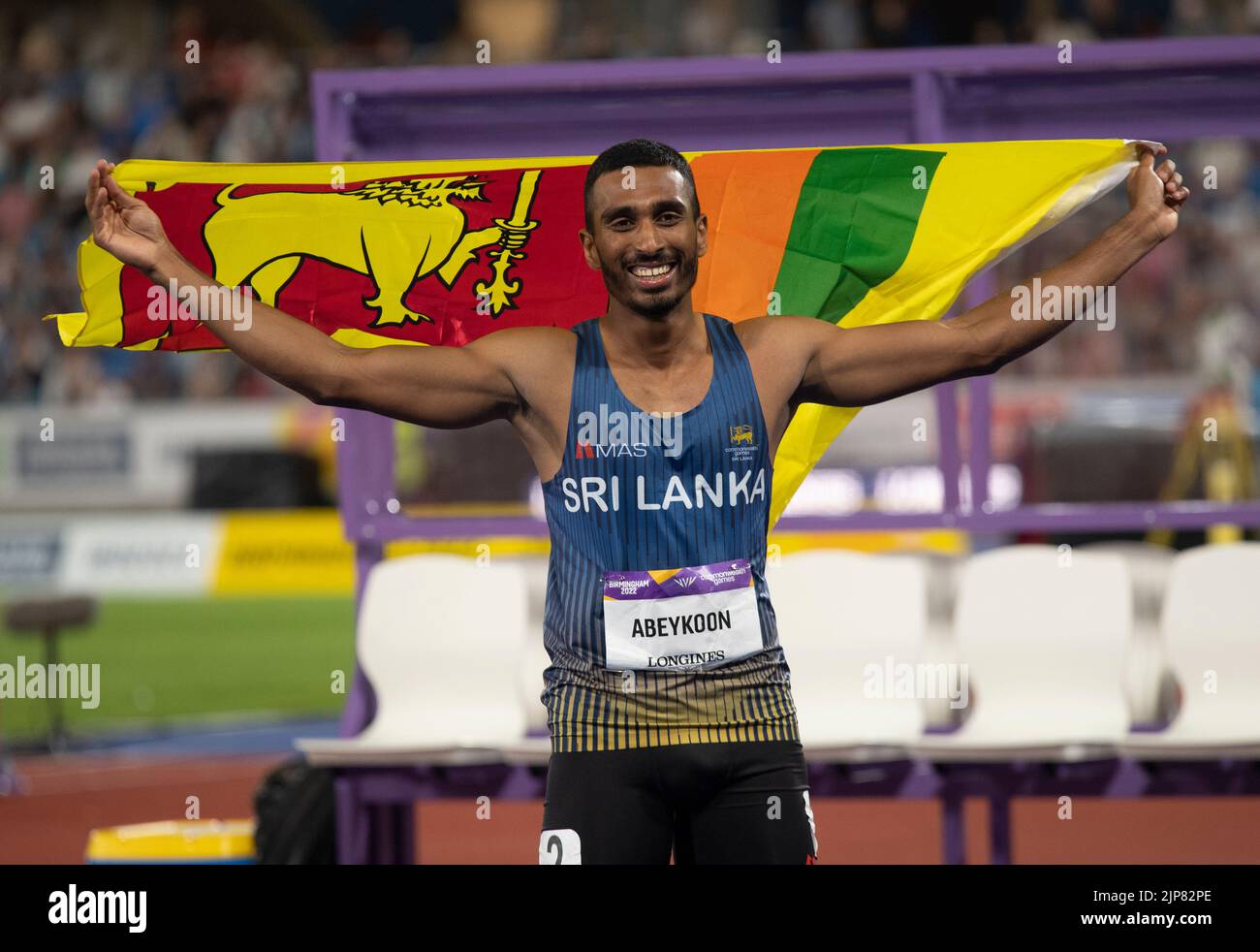 Yupun Abeykoon of Sri Lanka competing in the men's 100m final at the ...