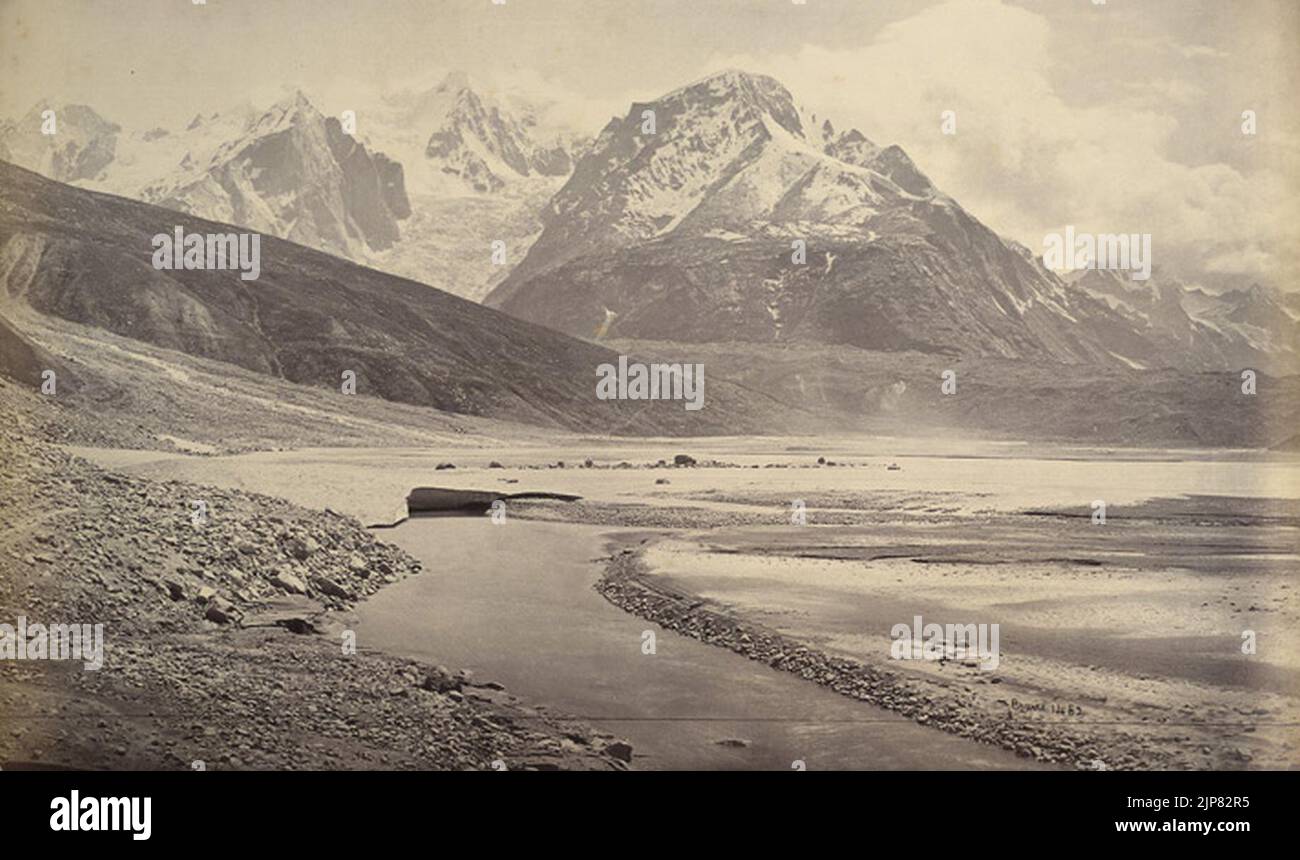 The Shigri Range from the bed of the Chandra River by Samuel Bourne ...