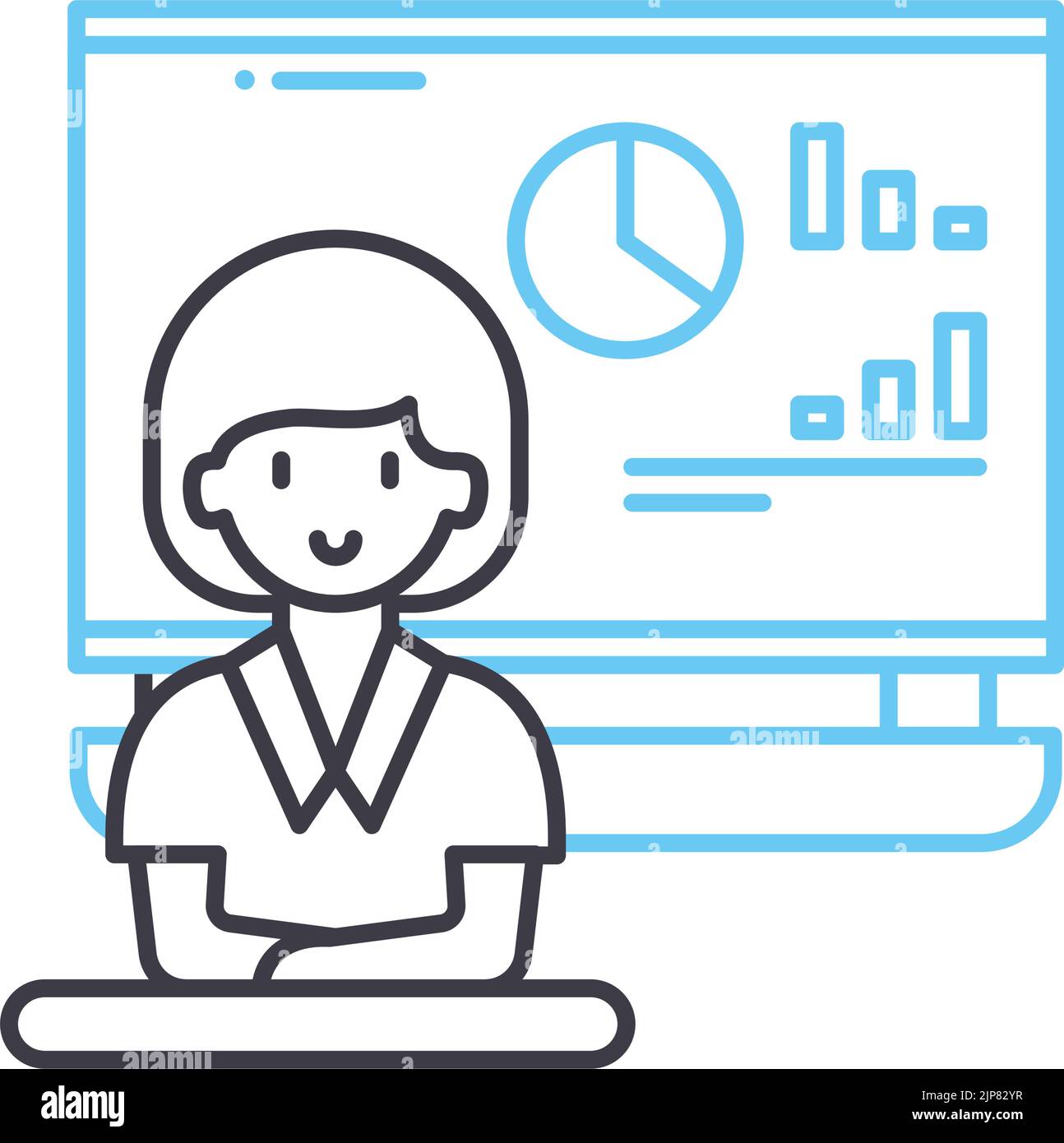 Computation Analysis Line Icon Outline Symbol Vector Illustration