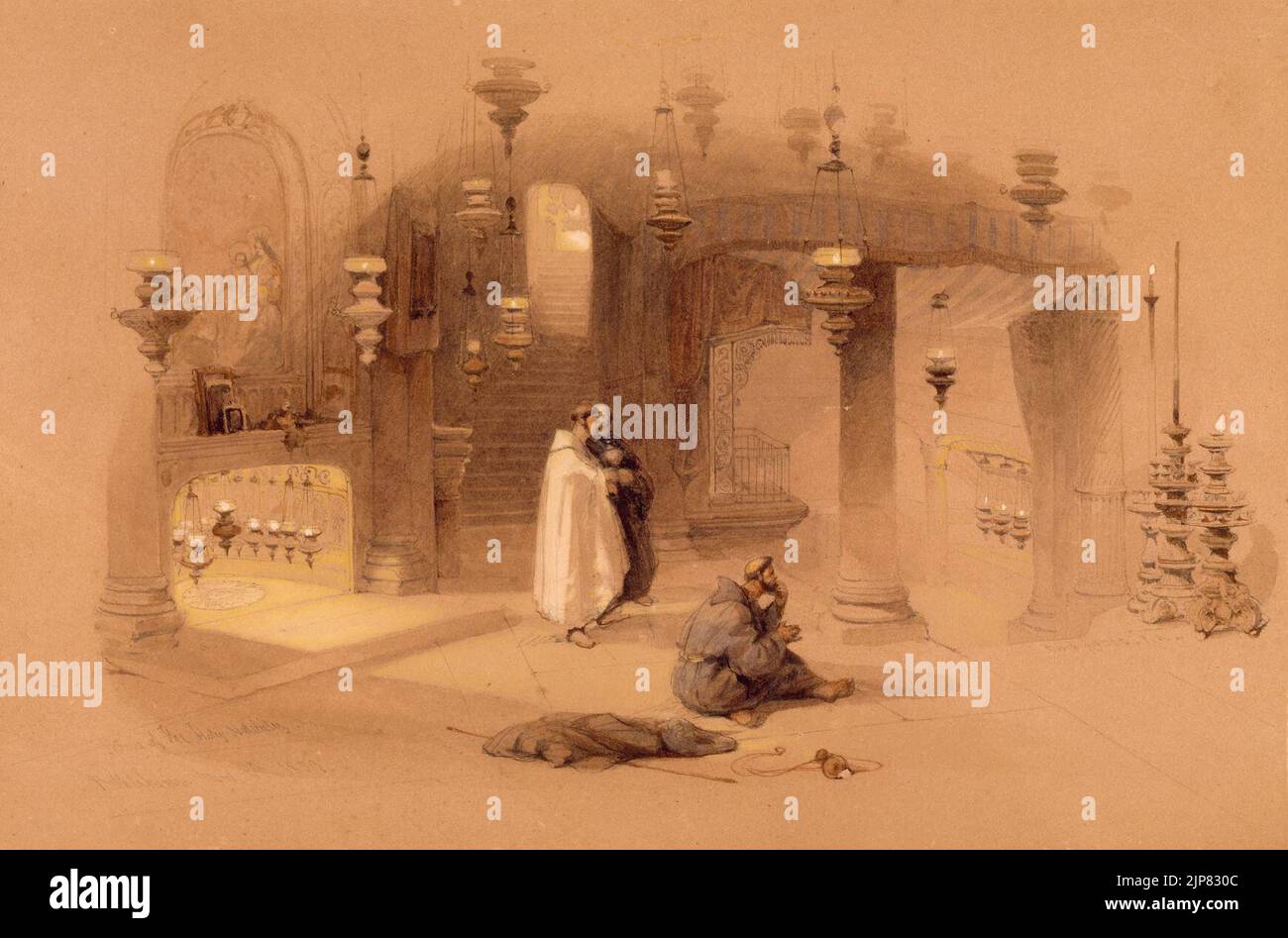 The Shrine of the Holy Nativity, Bethlehem) by David Roberts, RA Stock ...