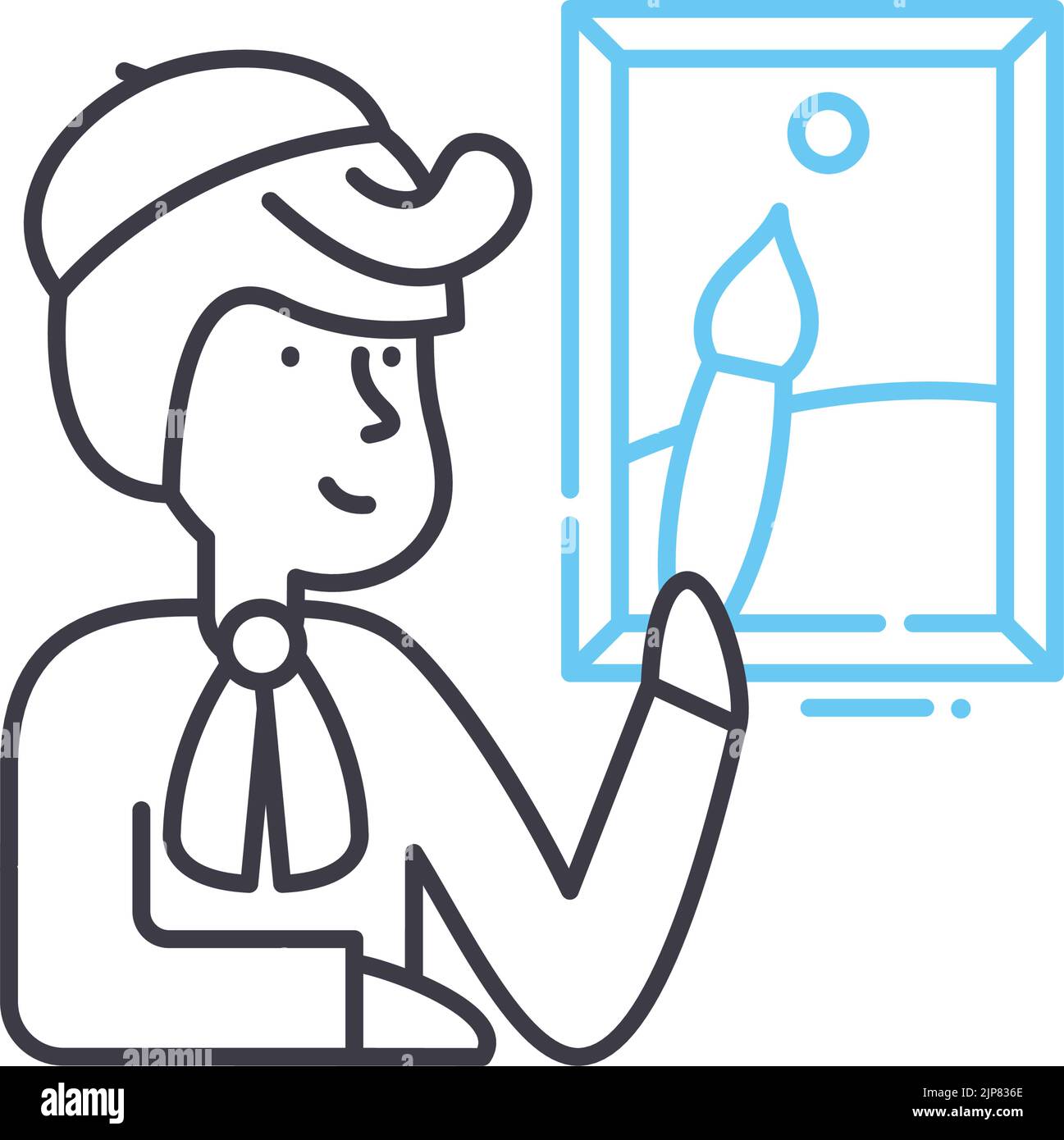 artist line icon, outline symbol, vector illustration, concept sign ...