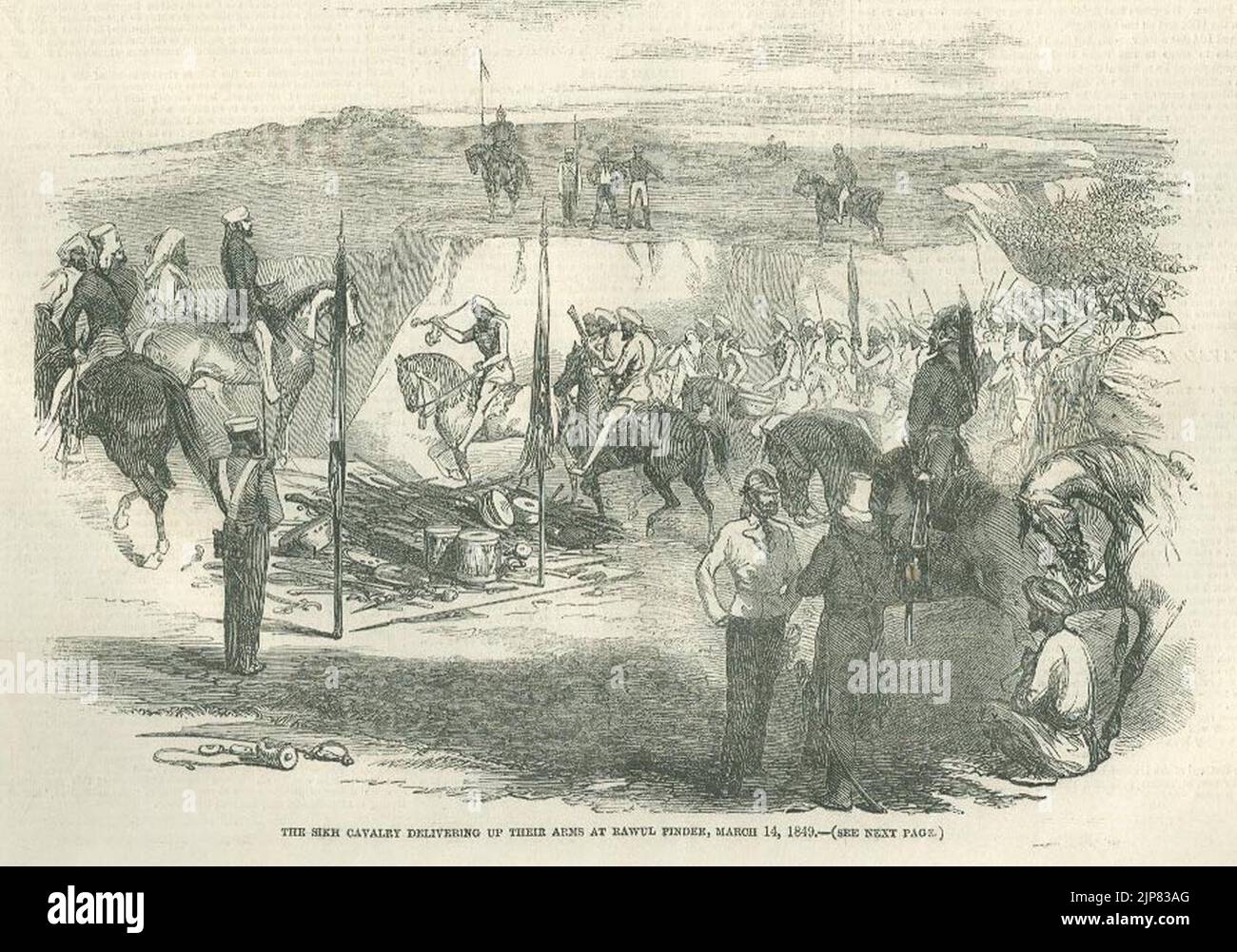 The Sikh cavalry delivering up their arms at Rawul Pindee Stock Photo ...