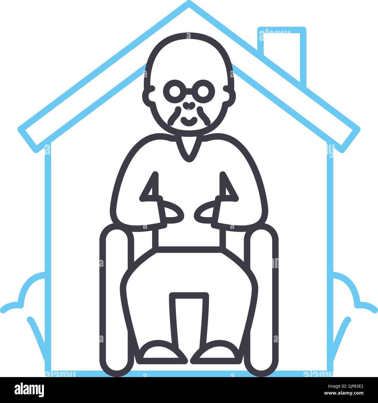 disabled senior line icon, outline symbol, vector illustration, concept ...