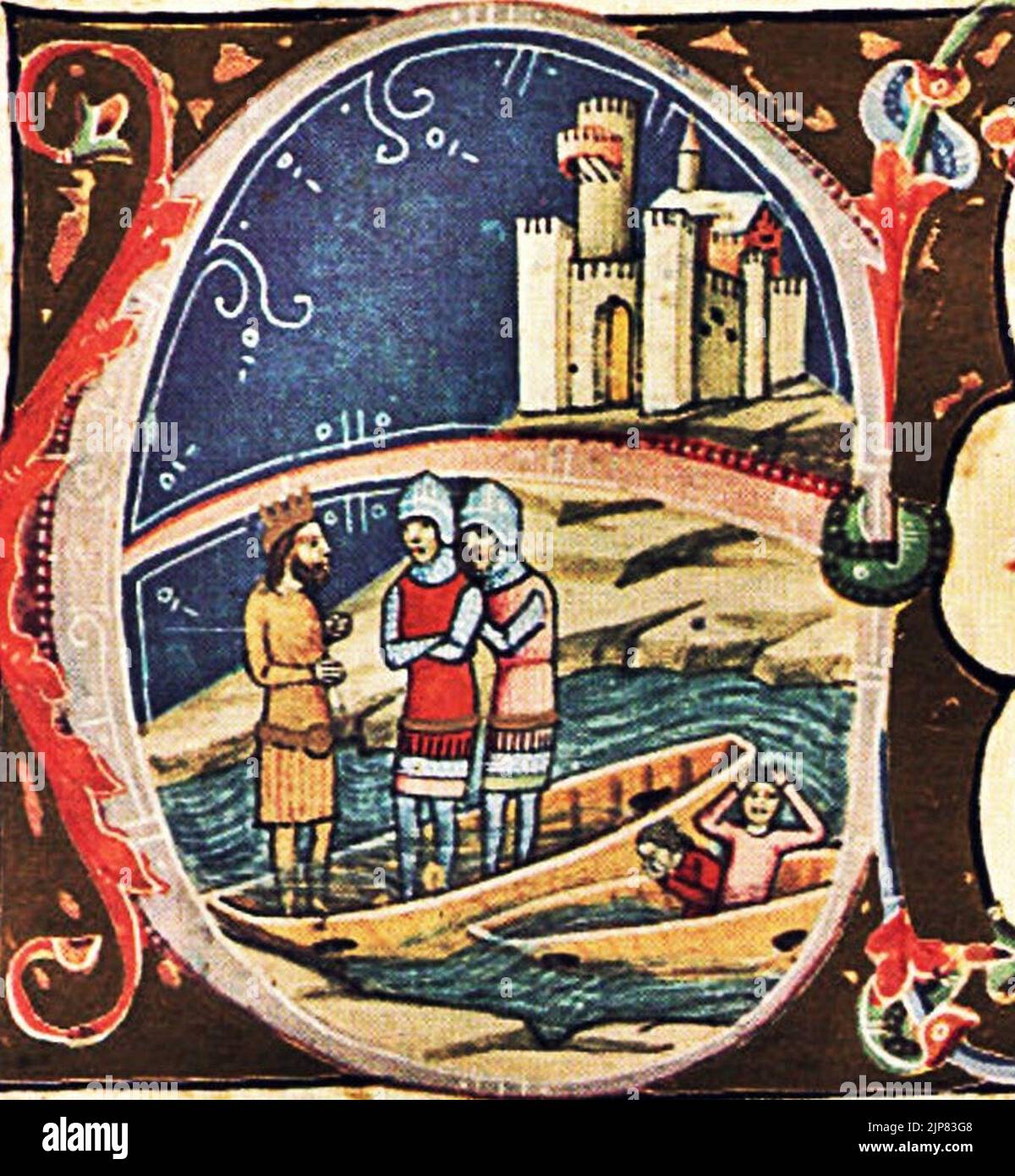 The sinking of the imperial ships at Pressburg (Chronicon Pictum 061 ...