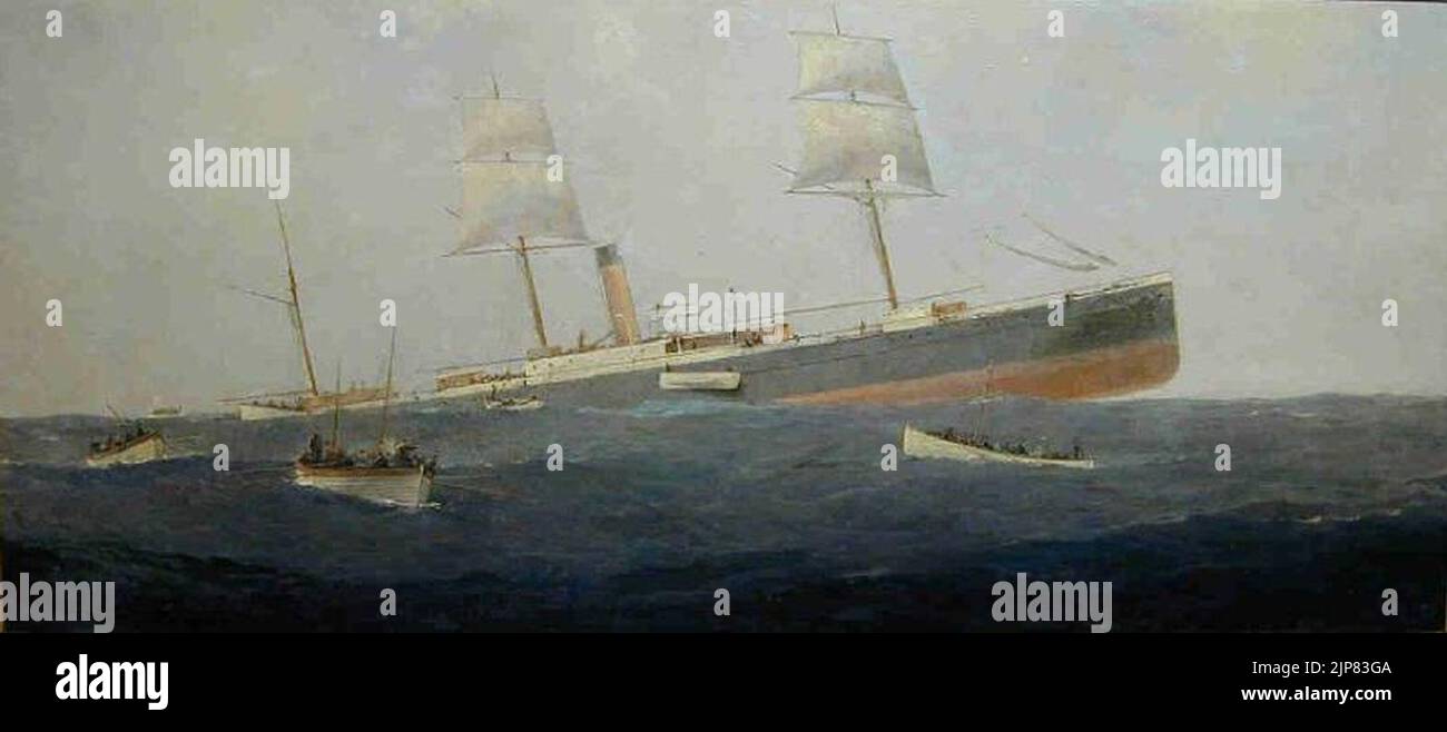 The Sinking of SS Koning der Nederlanden (oil painting by J. Eden, 1881 ...